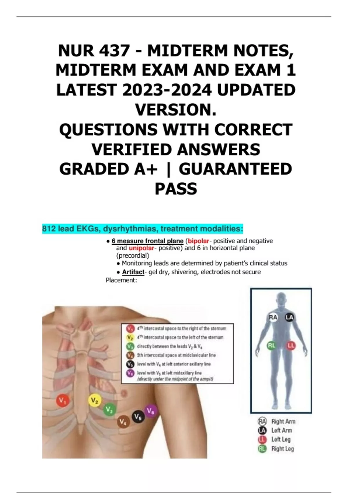 NUR 437 - MIDTERM NOTES, MIDTERM EXAM AND EXAM 1 LATEST UPDATED VERSION ...