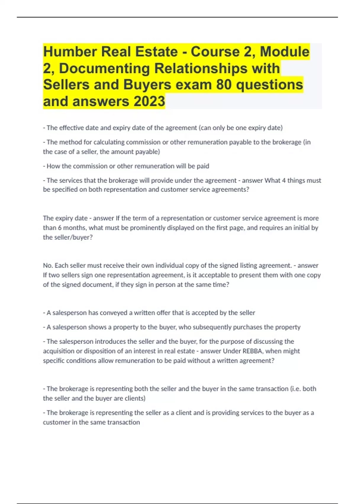 Humber Real Estate - Course 2, Module 2, Documenting Relationships with ...