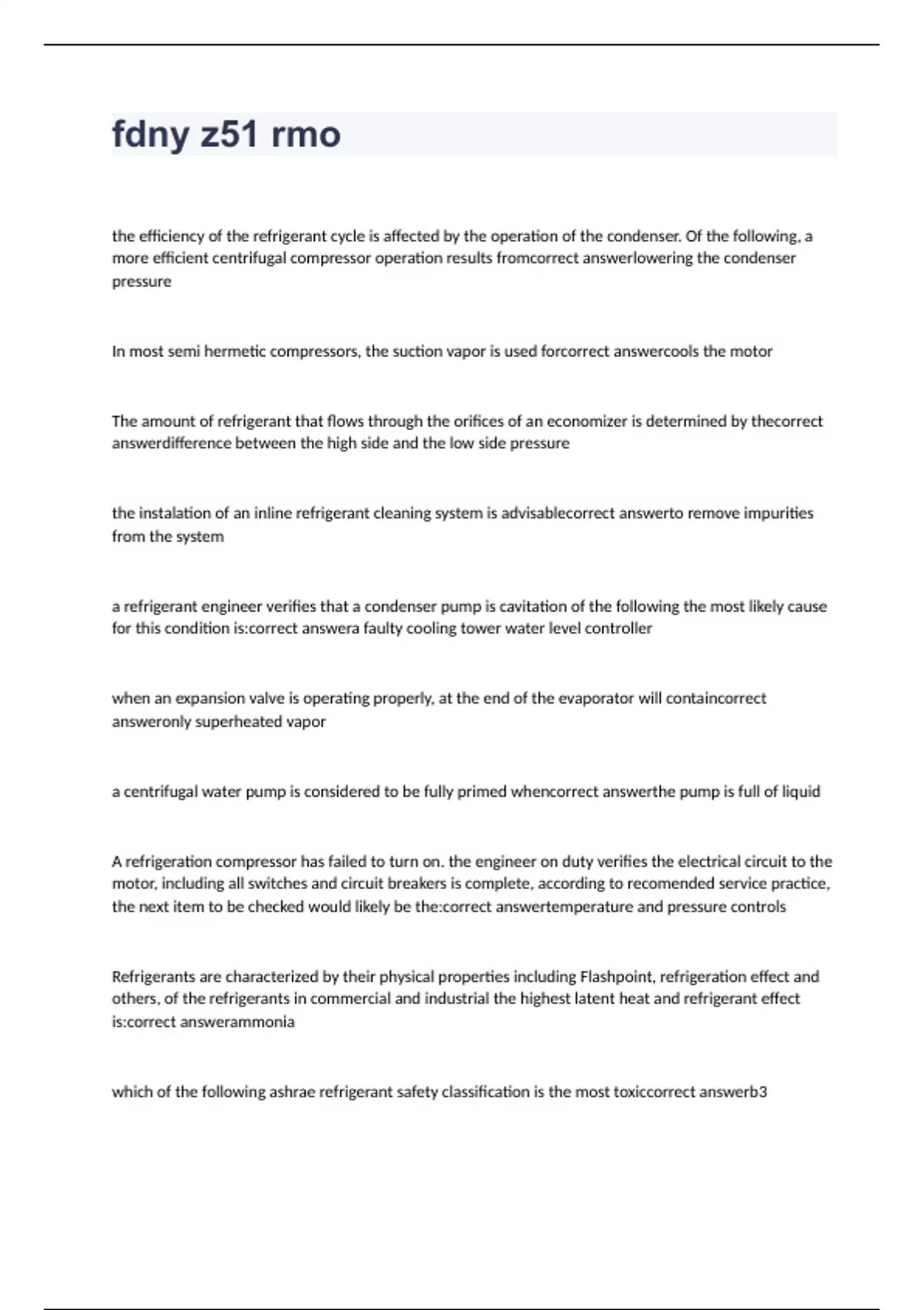 fdny z51 rmo exam with correct numbers - Fdny z51 rmo - Stuvia US