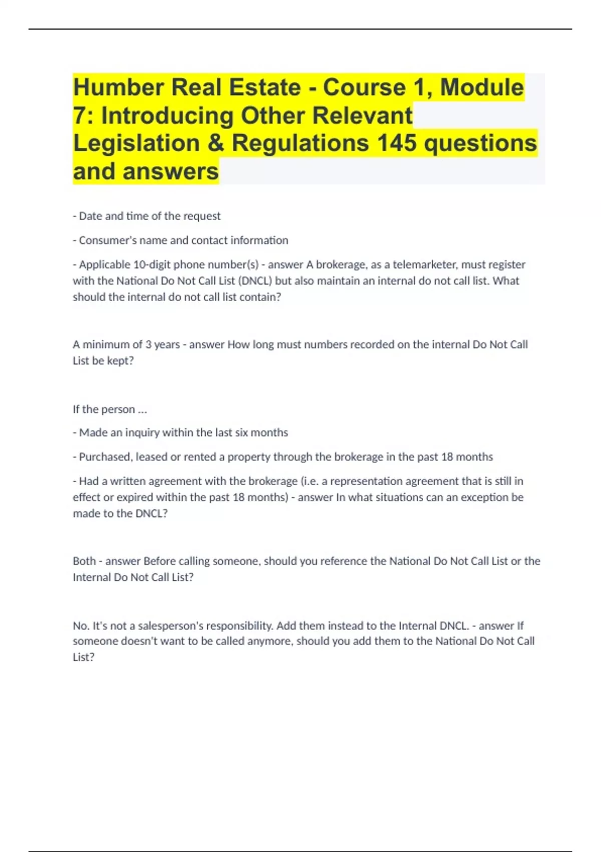 Humber Real Estate - Course 1, Module 7 Introducing Other Relevant ...