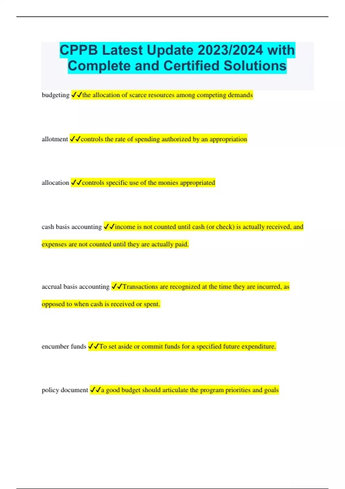 CPPB Latest Update 2023/2024 with Complete and Certified Solutions ...