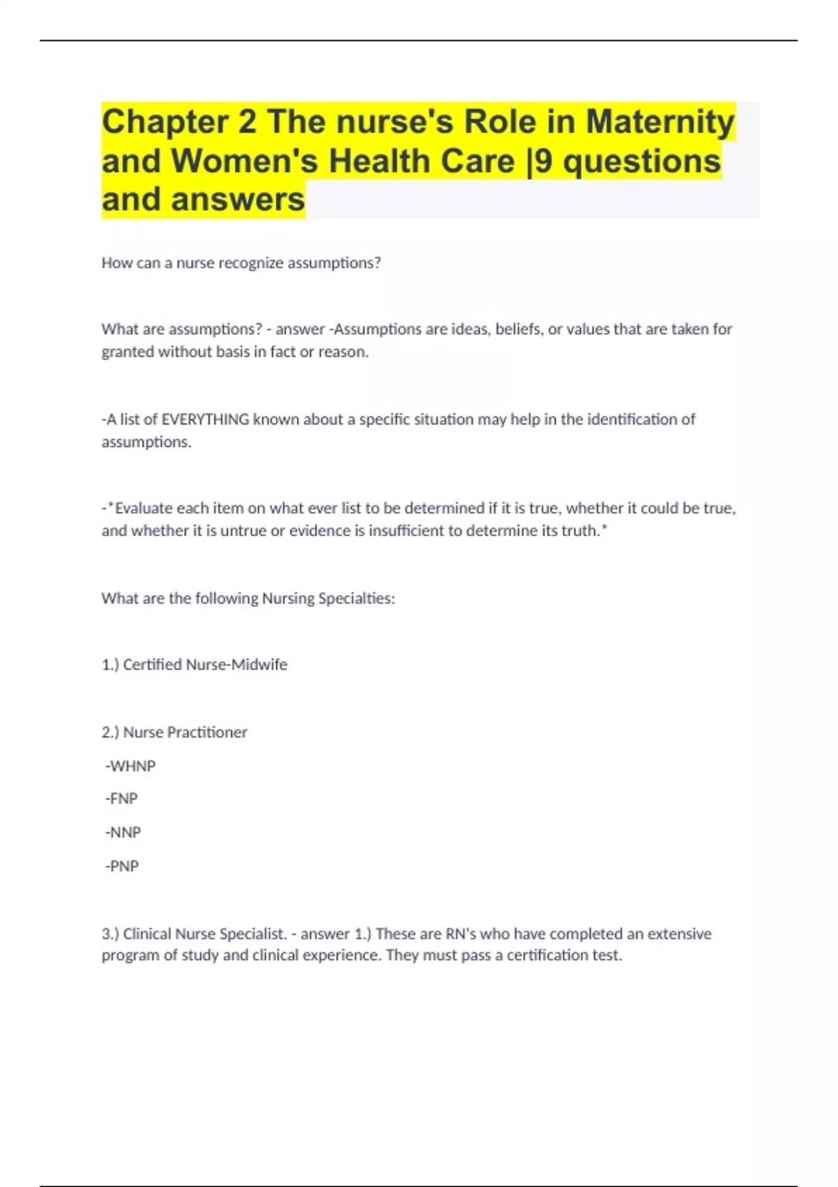 Chapter 2 The nurse's Role in Maternity and Women's Health Care| 9 ...