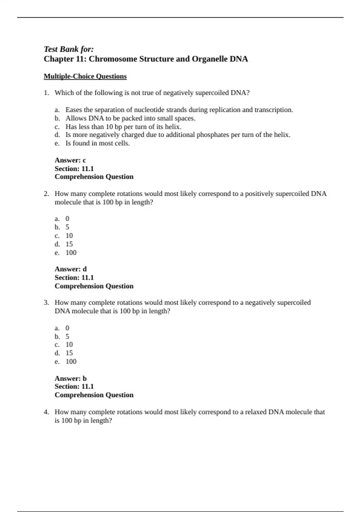 Chapter 11 Chromosome Structure and Organelle DNA - Nursing - Stuvia US