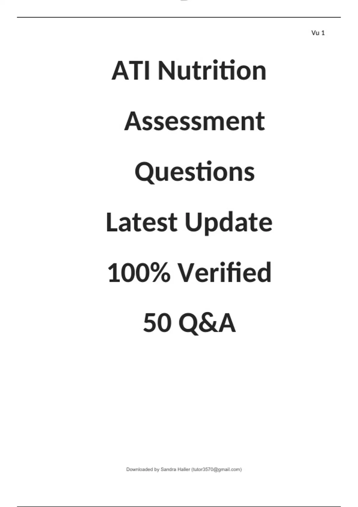 ATI Nutrition Assessment Questions Latest Update % Verified 50 Q&A ...
