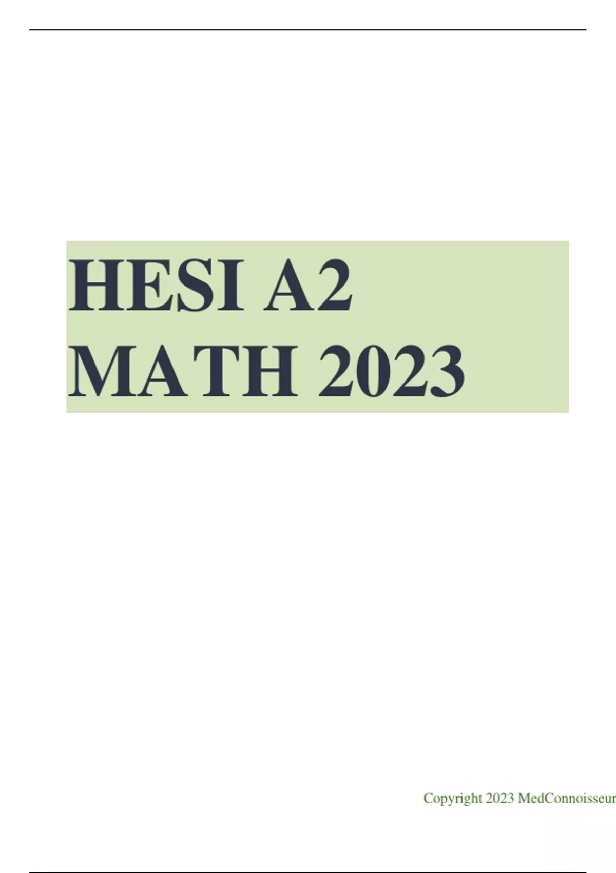 Hesi A2 Math Questions and Answers 2023 - Hesi A2 - Stuvia US