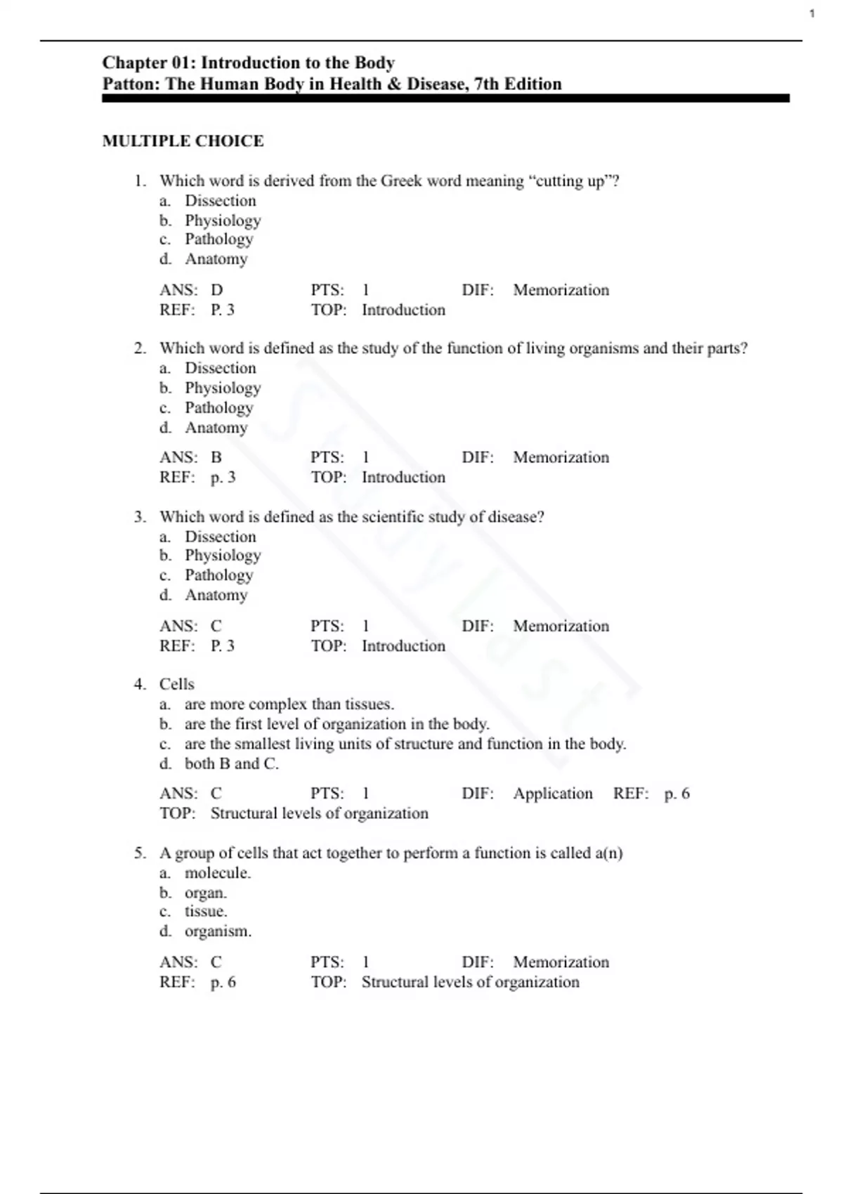 The Human Body in Health and Disease 7th Edition test bank complete ...