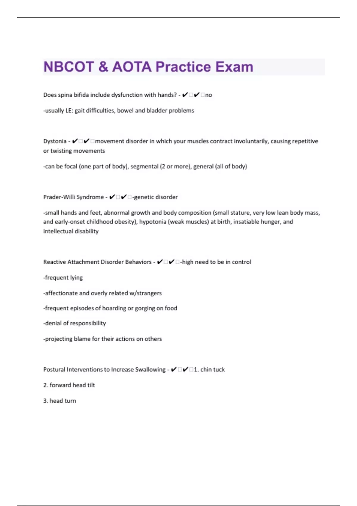 NBCOT & AOTA|121 Practice Exam Questions with 100% Correct Answers ...