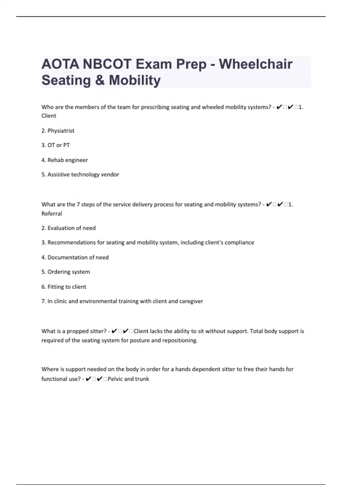AOTA NBCOT Exam Prep - Wheelchair Seating & Mobility|55 Review ...
