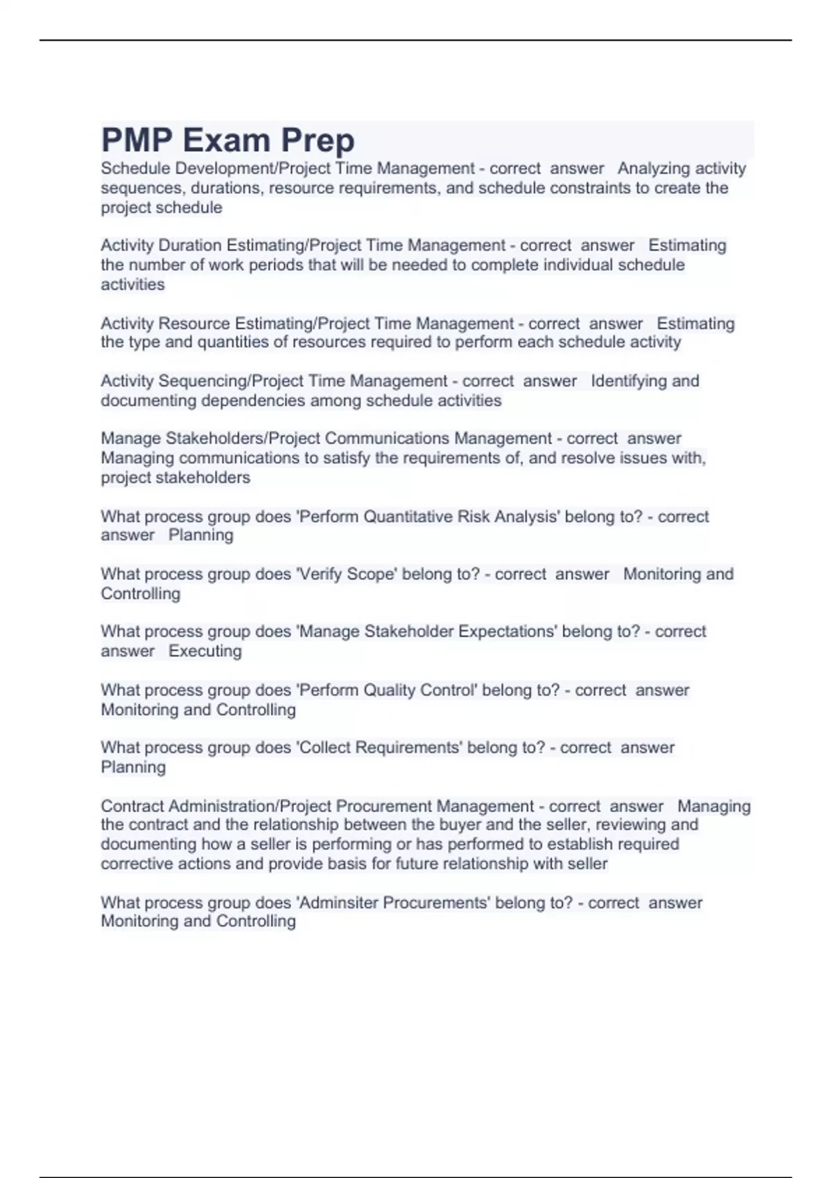 PMP Exam Prep Question and answers correctly solved 2023 - PMI - Stuvia US