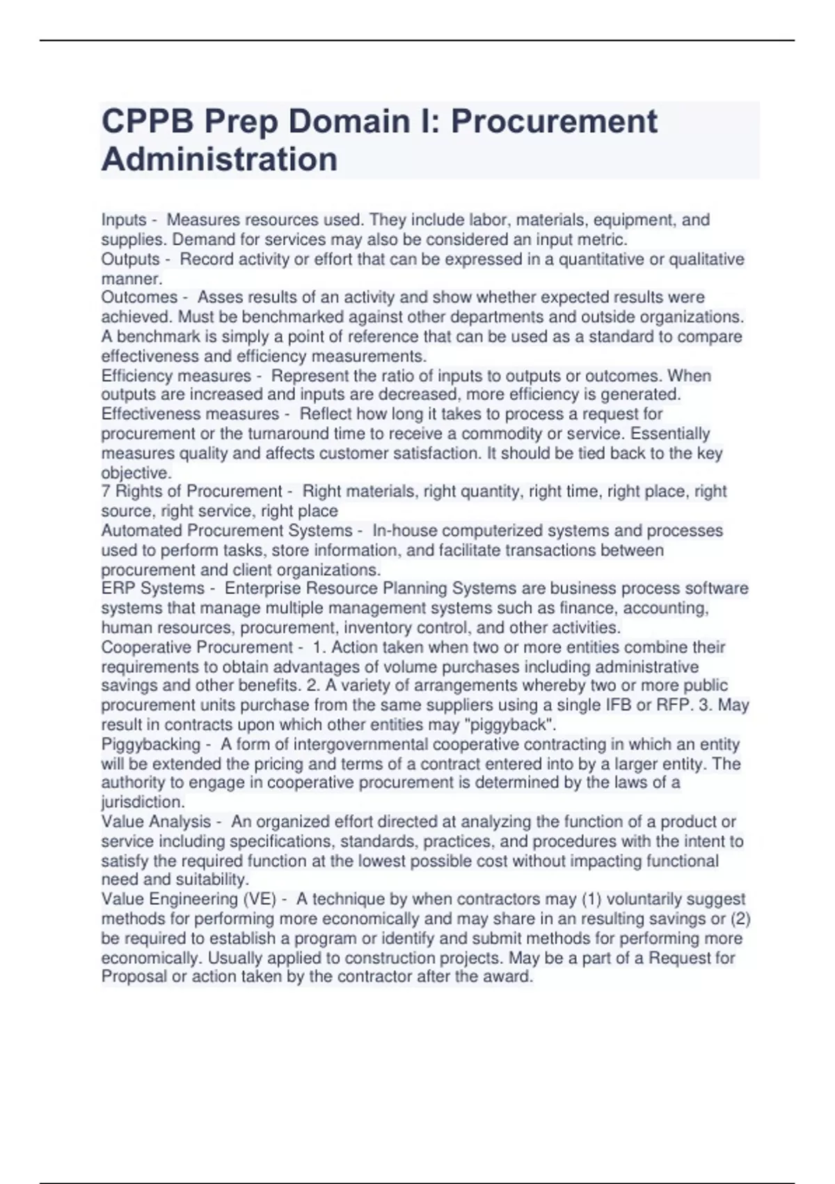 Cppb Prep Domain I Procurement Administration Cppb Prep Domain I Procurement Administration