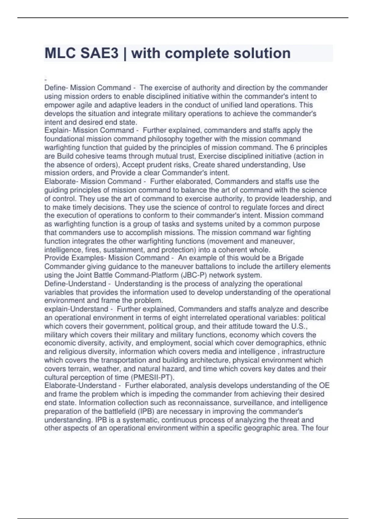 MLC SAE3 | with complete solution - MLC SAE3 - Stuvia US