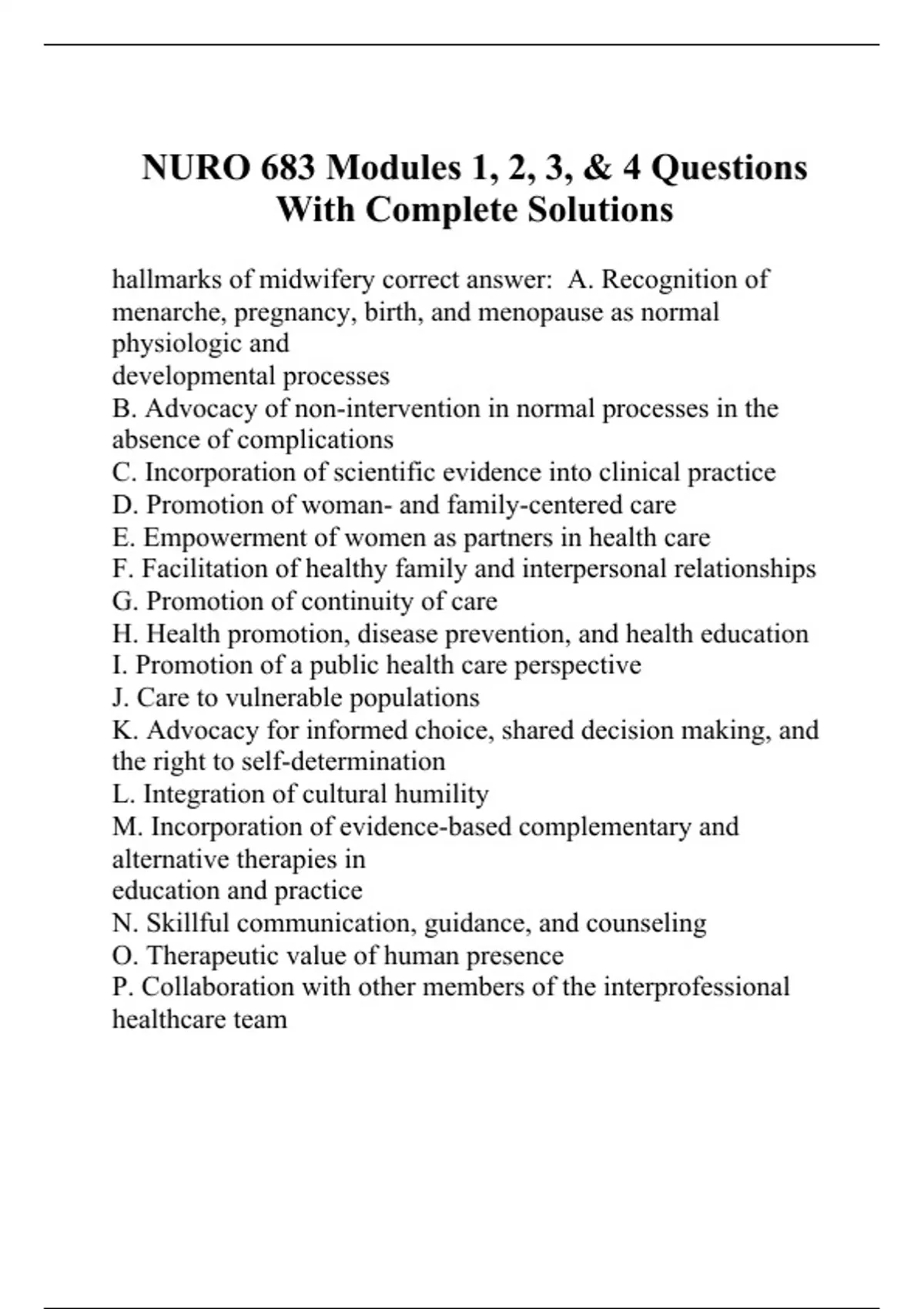 NURO 683 Modules 1, 2, 3, & 4 Questions With Complete Solutions - NURO 683 - Stuvia US