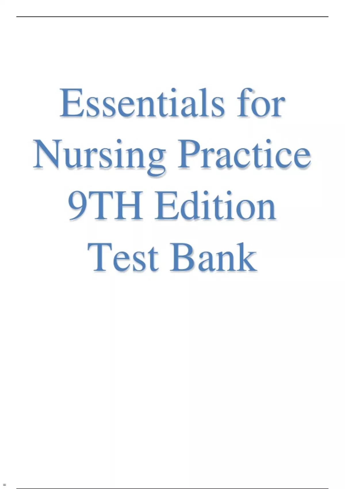 Essentials for Nursing Practice 9th Edition Potter Perry Test Bank ...