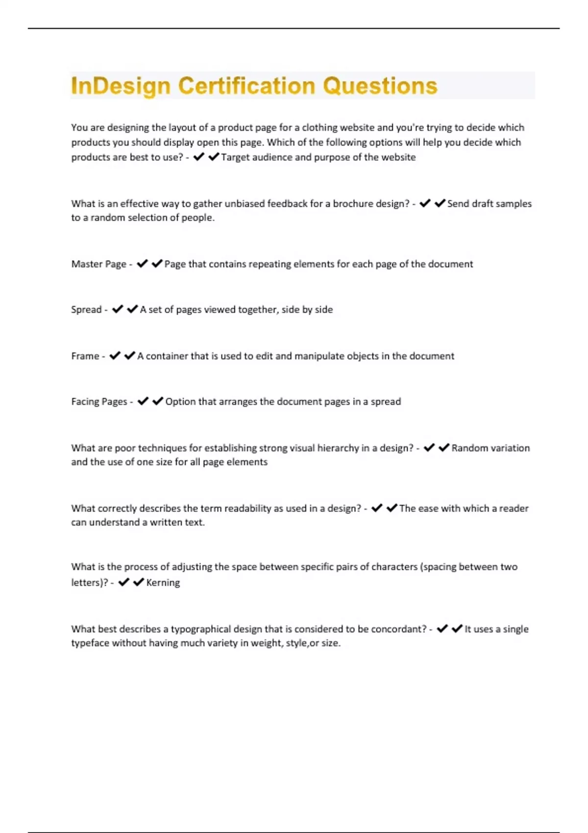 InDesign Certification Questions With Correct Answers!! - InDesign ...