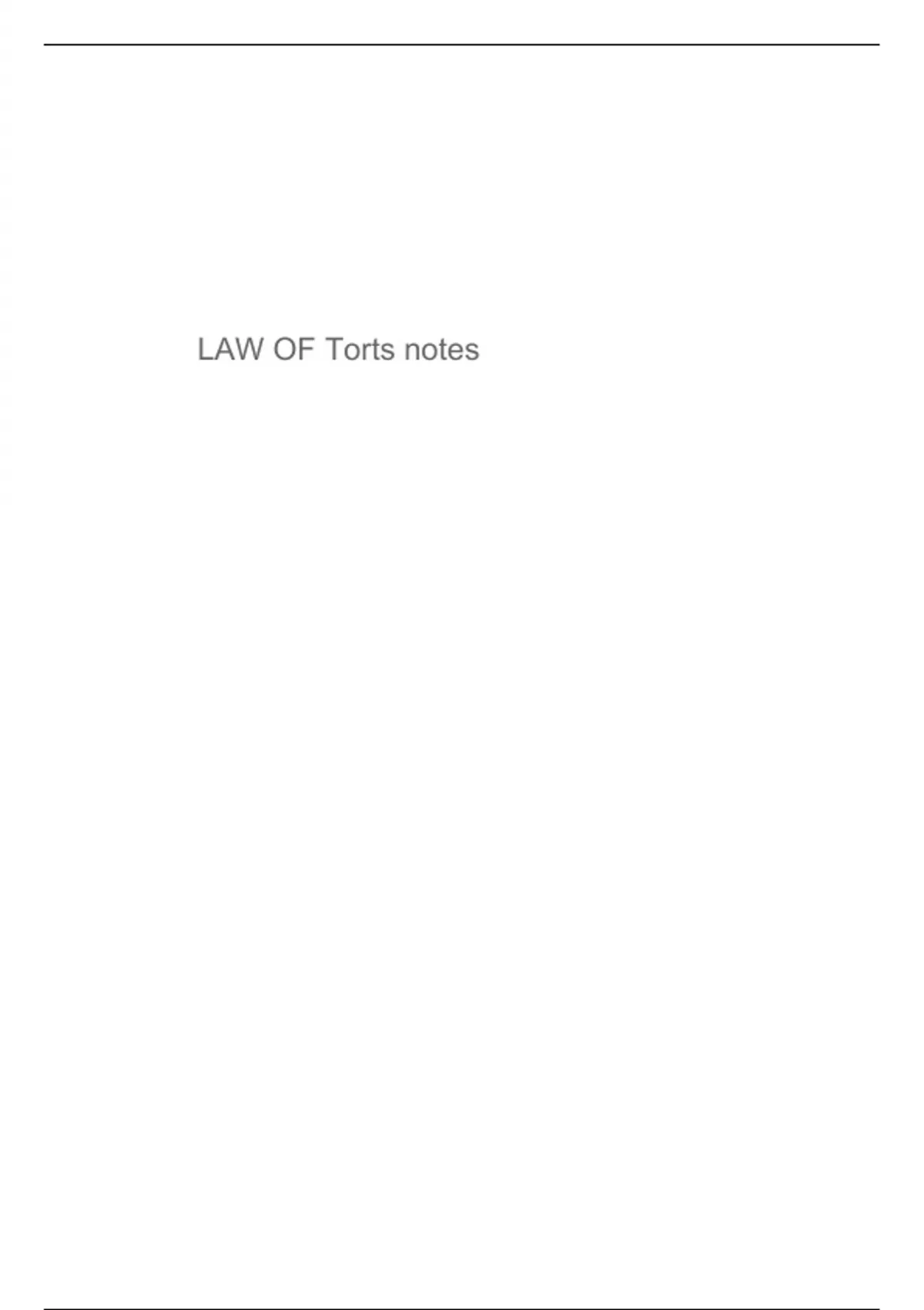 LAW OF Torts notes - Law - Stuvia US