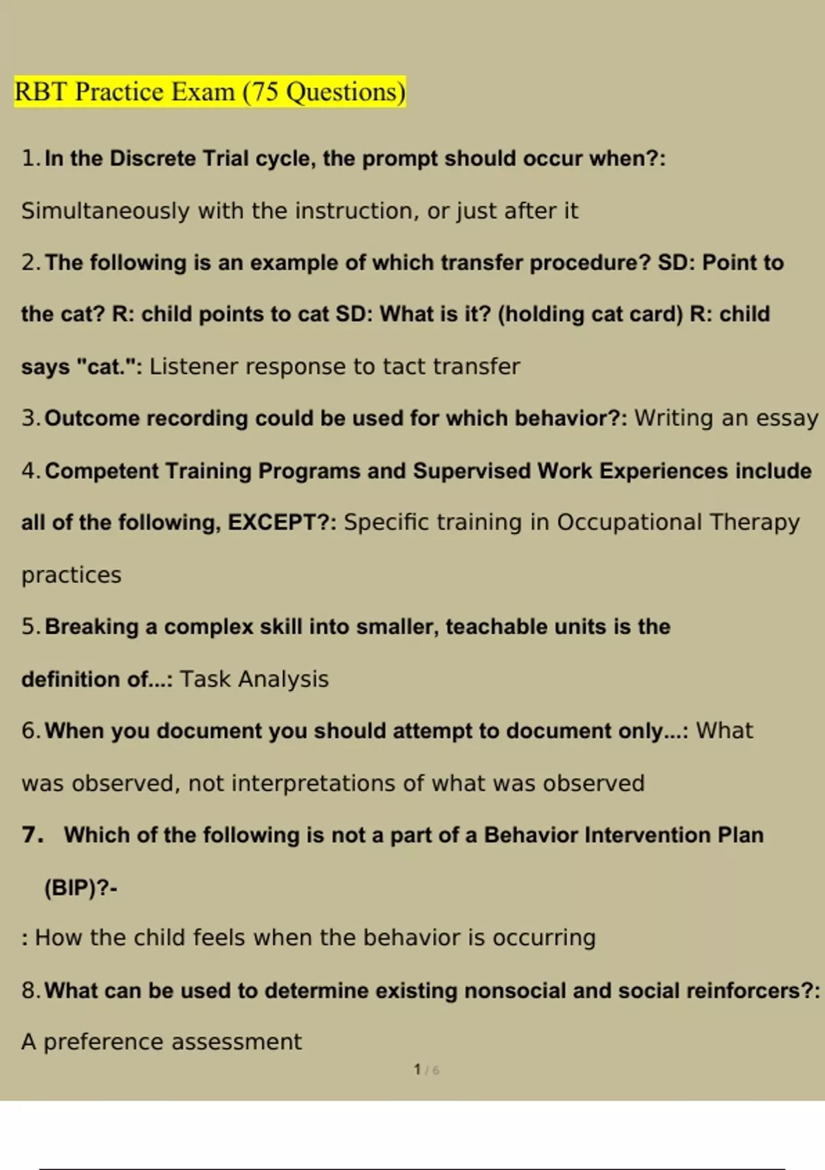 RBT Practice Exam (75 Questions) Latest Questions and Answers (2023/ ...