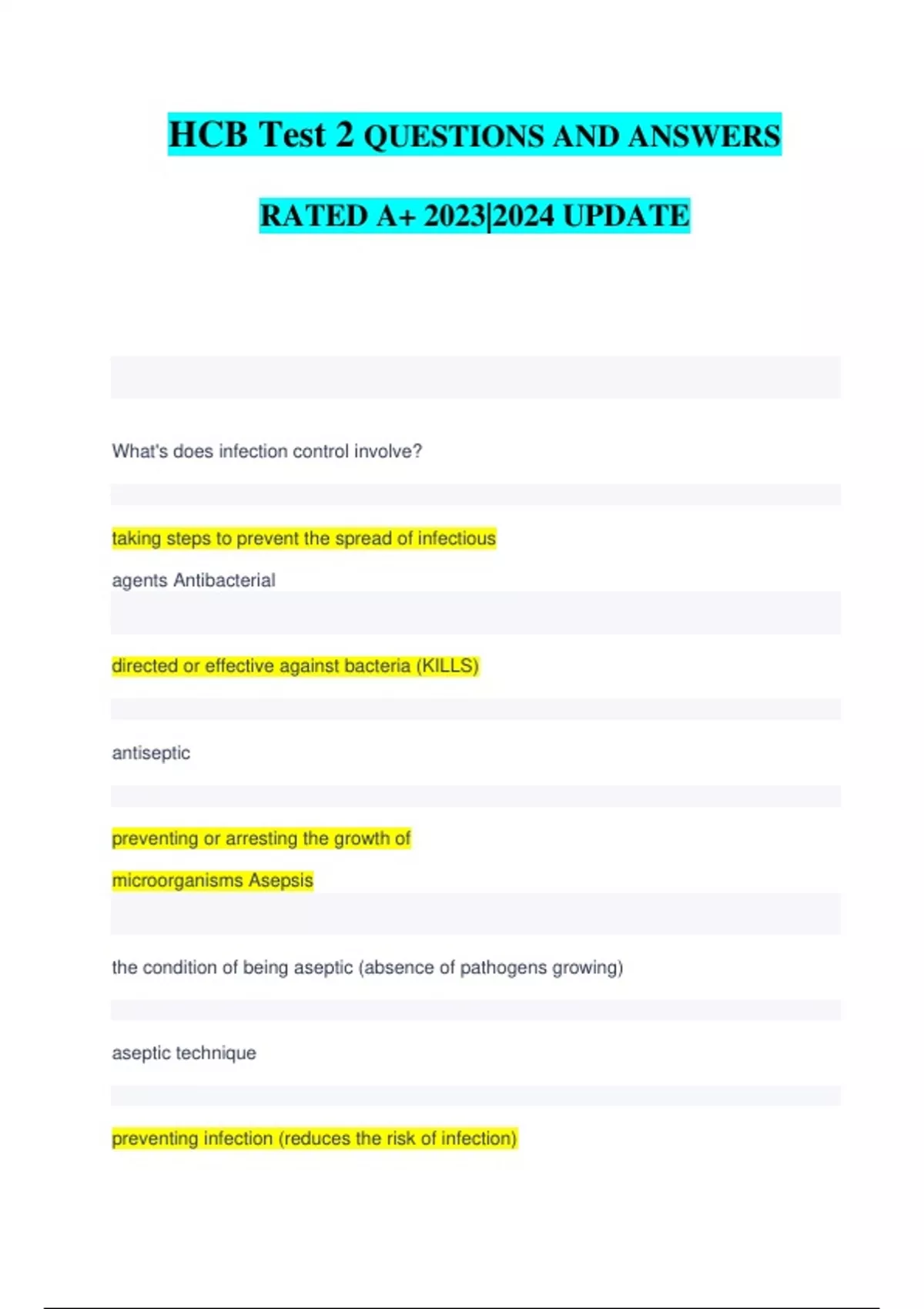 HCB Test 2 QUESTIONS AND ANSWERS RATED A+ 2023|2024 UPDATE - HCB ...