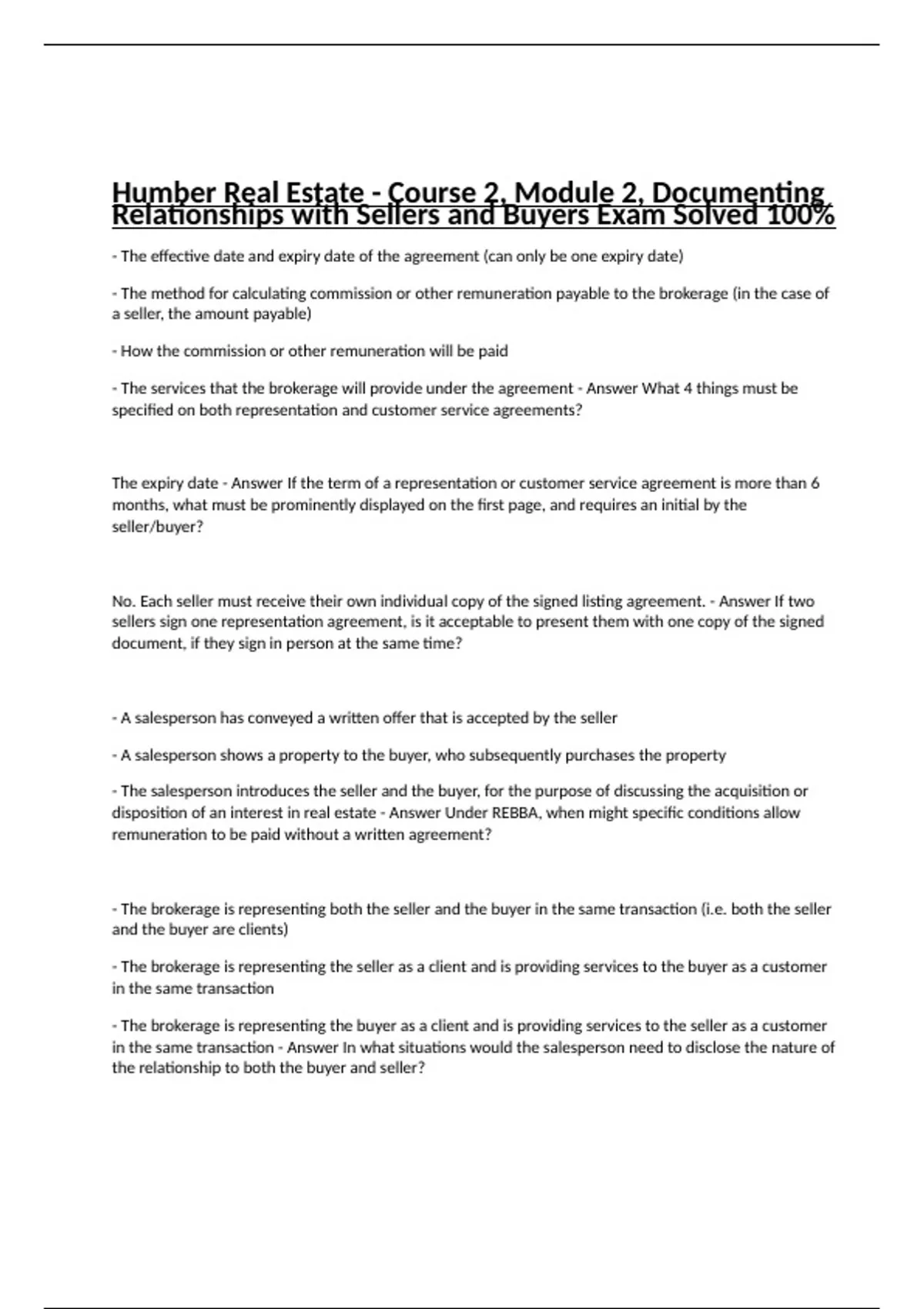 Humber Real Estate - Course 2, Module 2, Documenting Relationships with ...