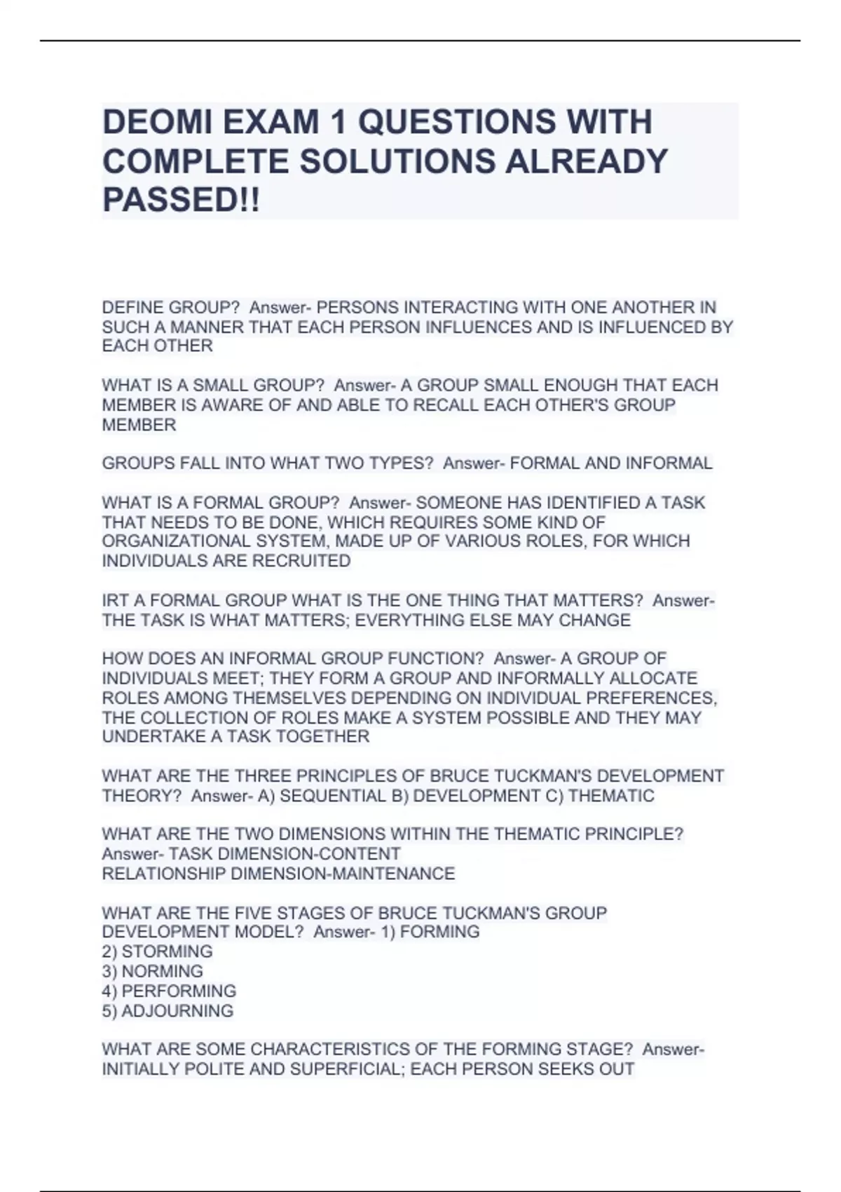 DEOMI EXAM 1 QUESTIONS WITH COMPLETE SOLUTIONS ALREADY PASSED!! - DEOMI ...