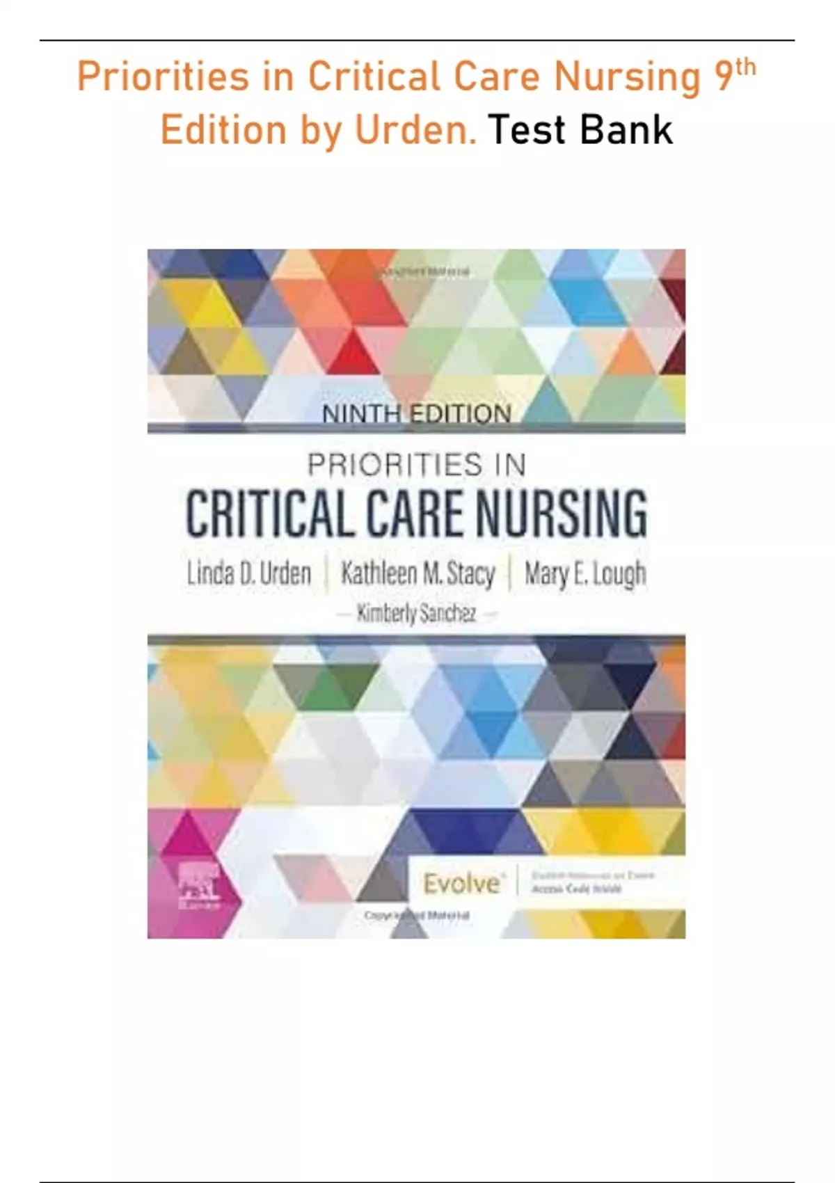 Priorities in Critical Care Nursing 9th Edition by Urden Test Bank | Q ...