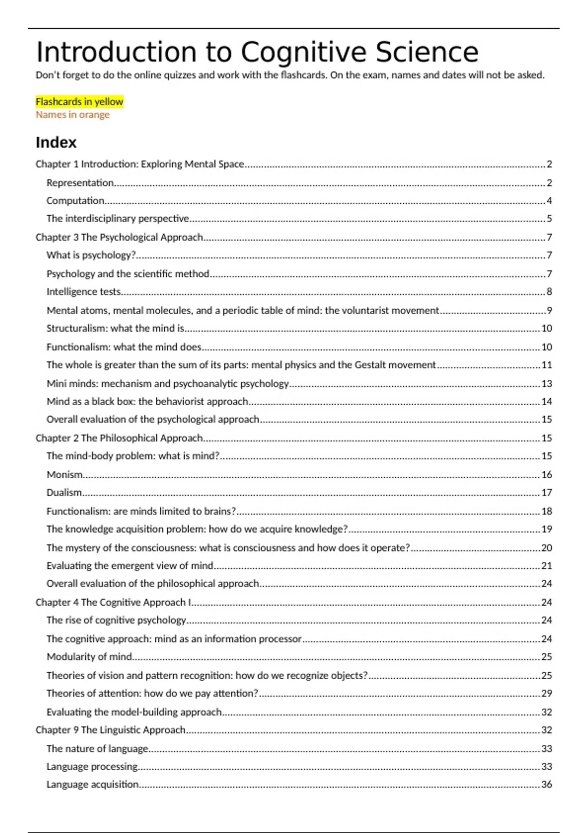 Introduction to Cognitive Science: midterm endterm summary - Stuvia NL