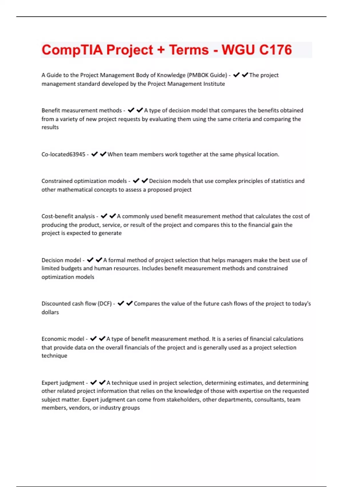 CompTIA Project + Terms - WGU C176 | 197 Questions With 100% Correct Answers. - CompTIA Project ...