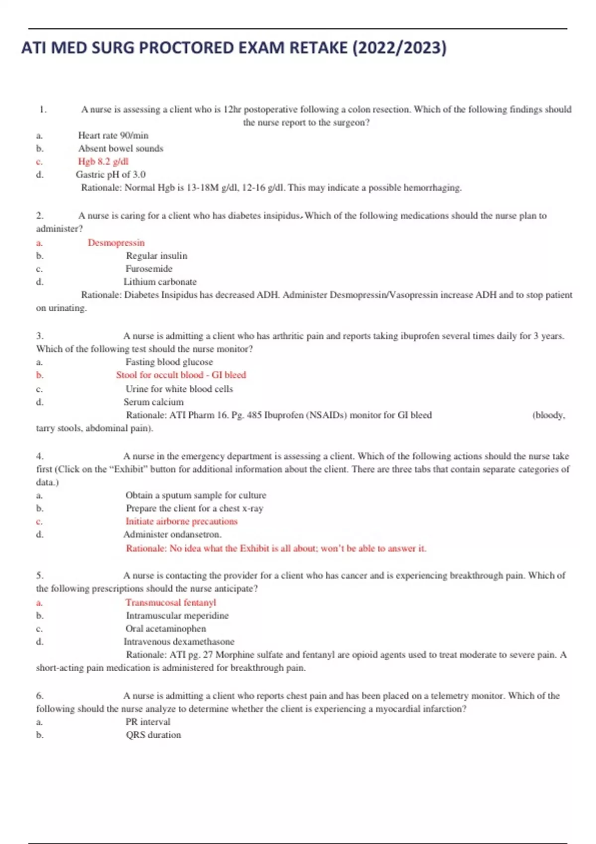 ATI RN LEADERSHIP EXAM 2023 - RETAKE STUDY GUIDE (100% CORRECT) - ATI ...