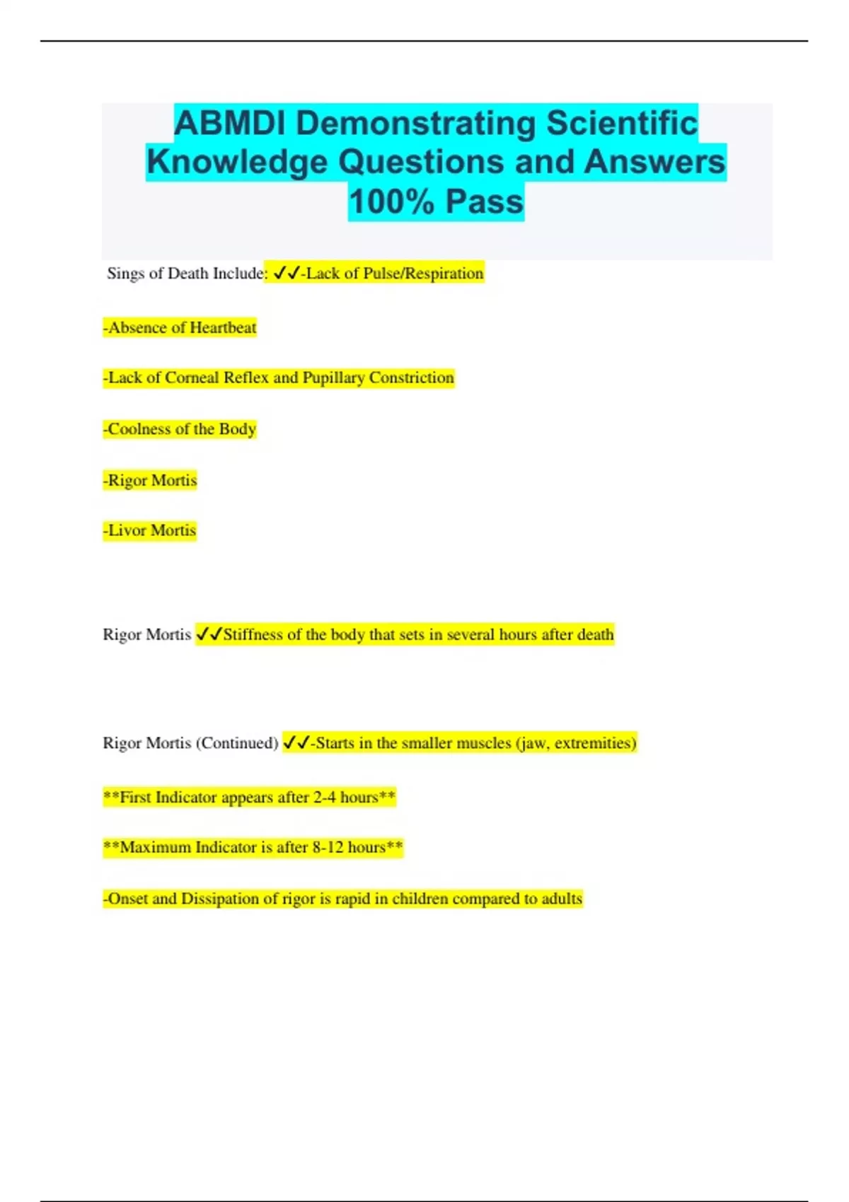 ABMDI Demonstrating Scientific Knowledge Questions and Answers 100% ...