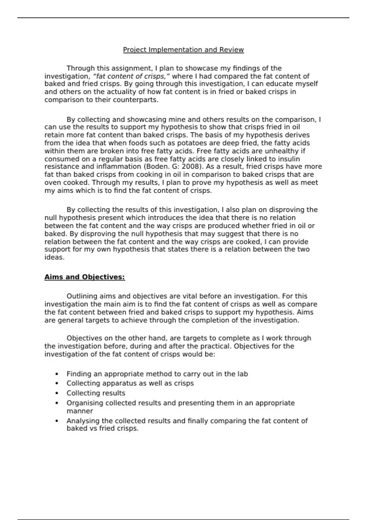 BTEC National Extended Diploma in Applied Sciences: Unit 6: Project ...