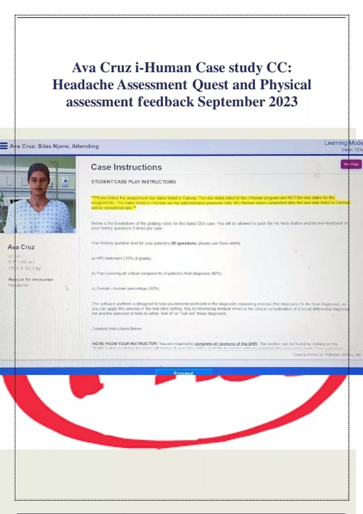 Ava Cruz i-Human Case study CC: Headache Assessment Quest and Physical ...