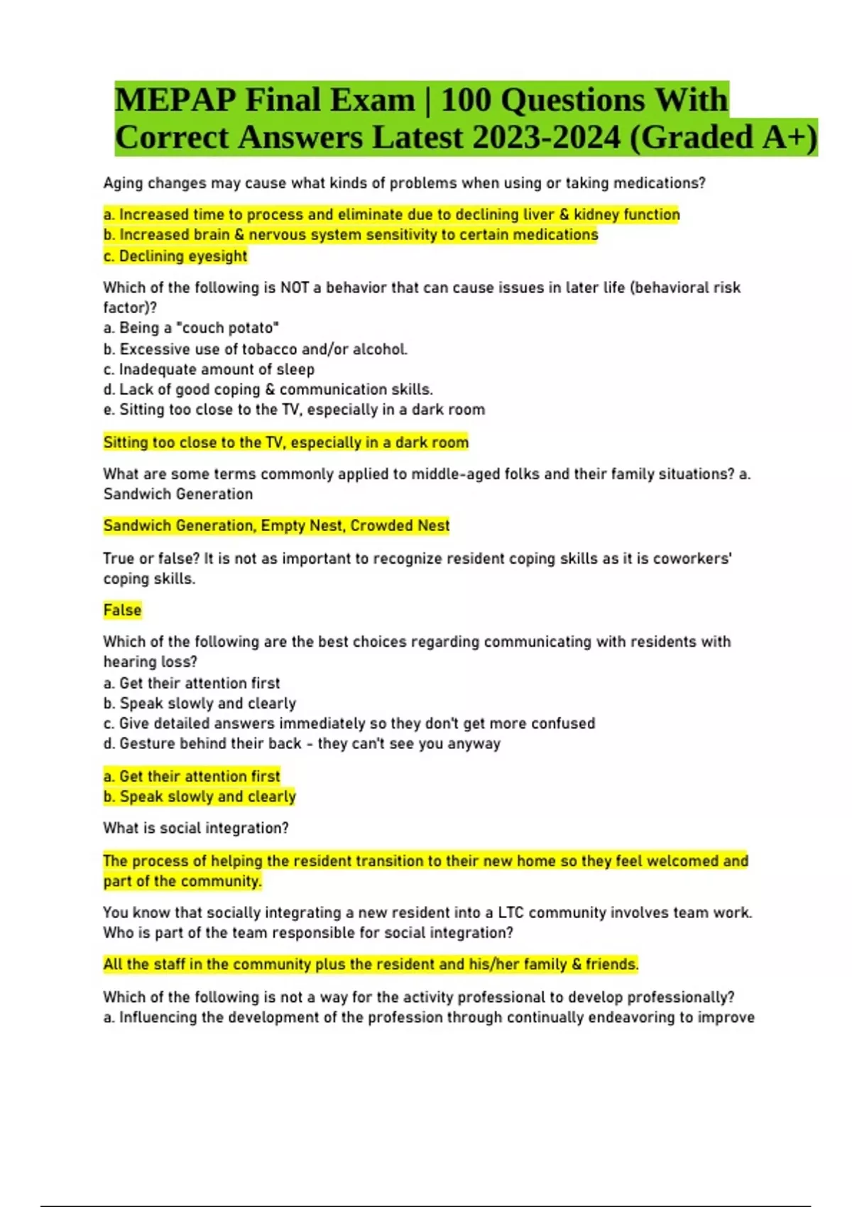 MEPAP Final Exam Questions With Answers Latest Graded A+ - MEPAP ...