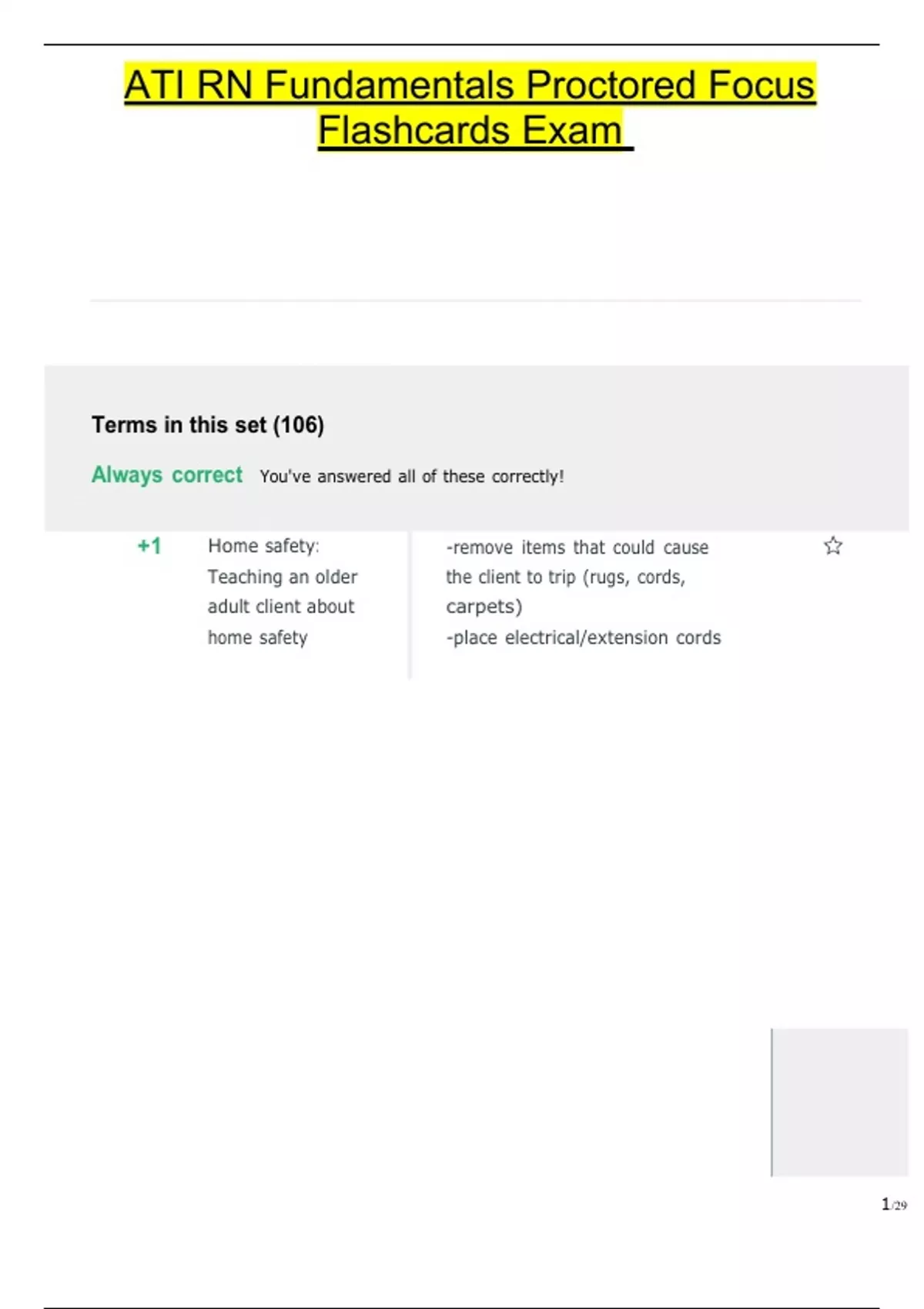 ATI RN Fundamentals Proctored Focus Flashcards Exam 2019 Exam | best for 2023 Ngn exam - ATI RN ...