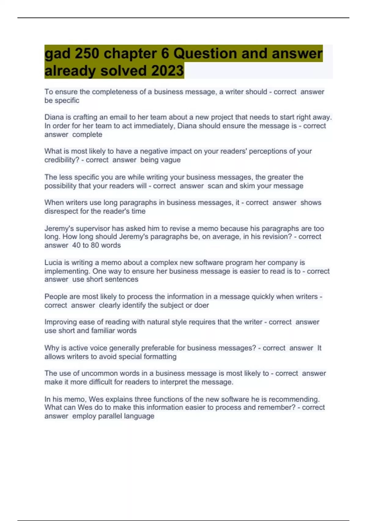 gad 250 chapter 6 Question and answer already solved 2023 - GAD 250 - Stuvia US