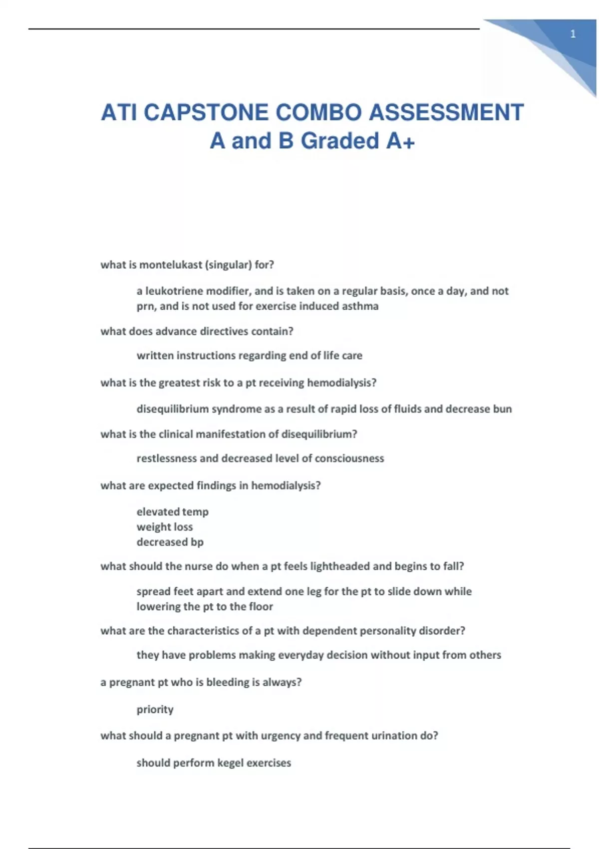 ATI CAPSTONE COMBO ASSESSMENT A AND B GRADED A+ - ATI CAPSTONE - Stuvia US