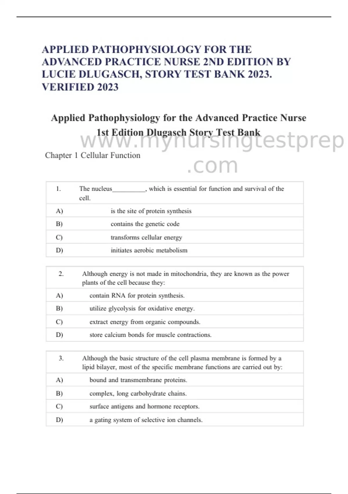 APPLIED PATHOPHYSIOLOGY FOR THE ADVANCED PRACTICE NURSE 2ND EDITION BY ...