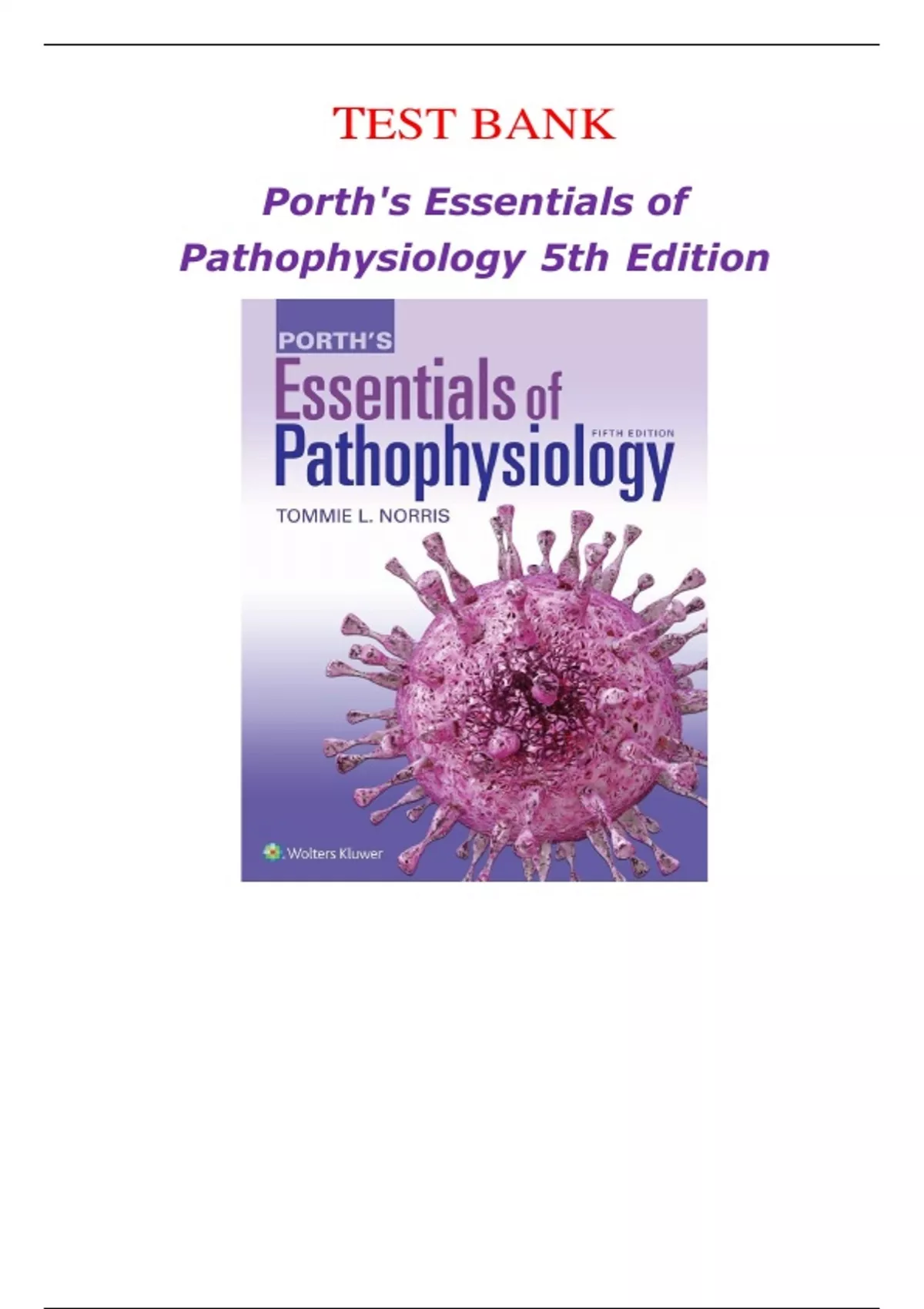 Porth's Essentials of Pathophysiology 5th Edition - NURSING - Stuvia US