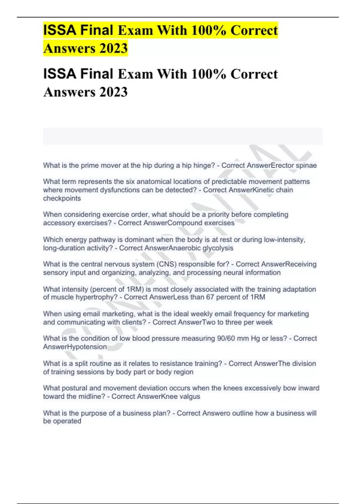 ISSA Final Exam With 100% Correct Answers 2023 - ISSA Fin - Stuvia US
