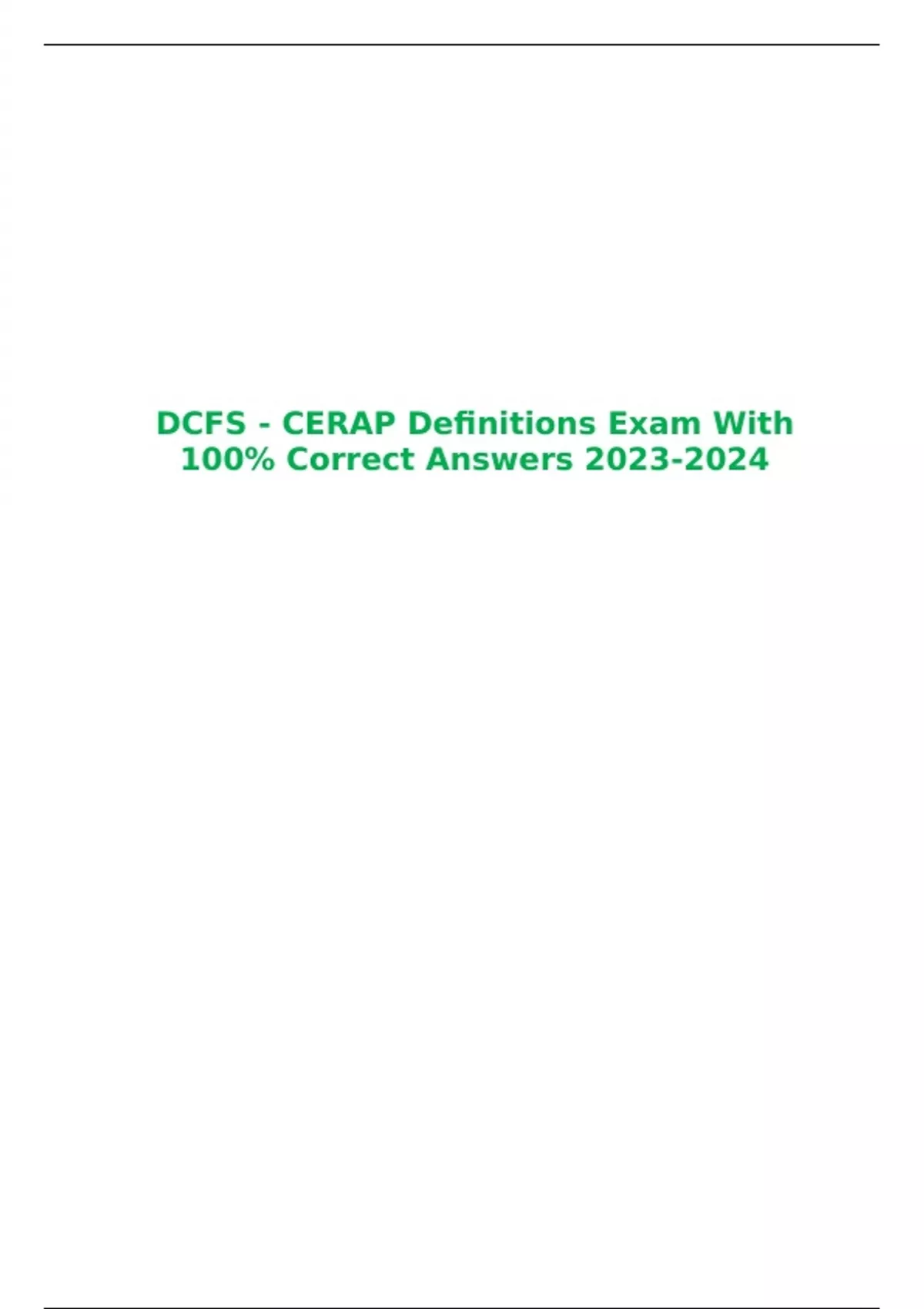 DCFS - CERAP Definitions Exam With 100% Correct Answers - CERAP - Stuvia US