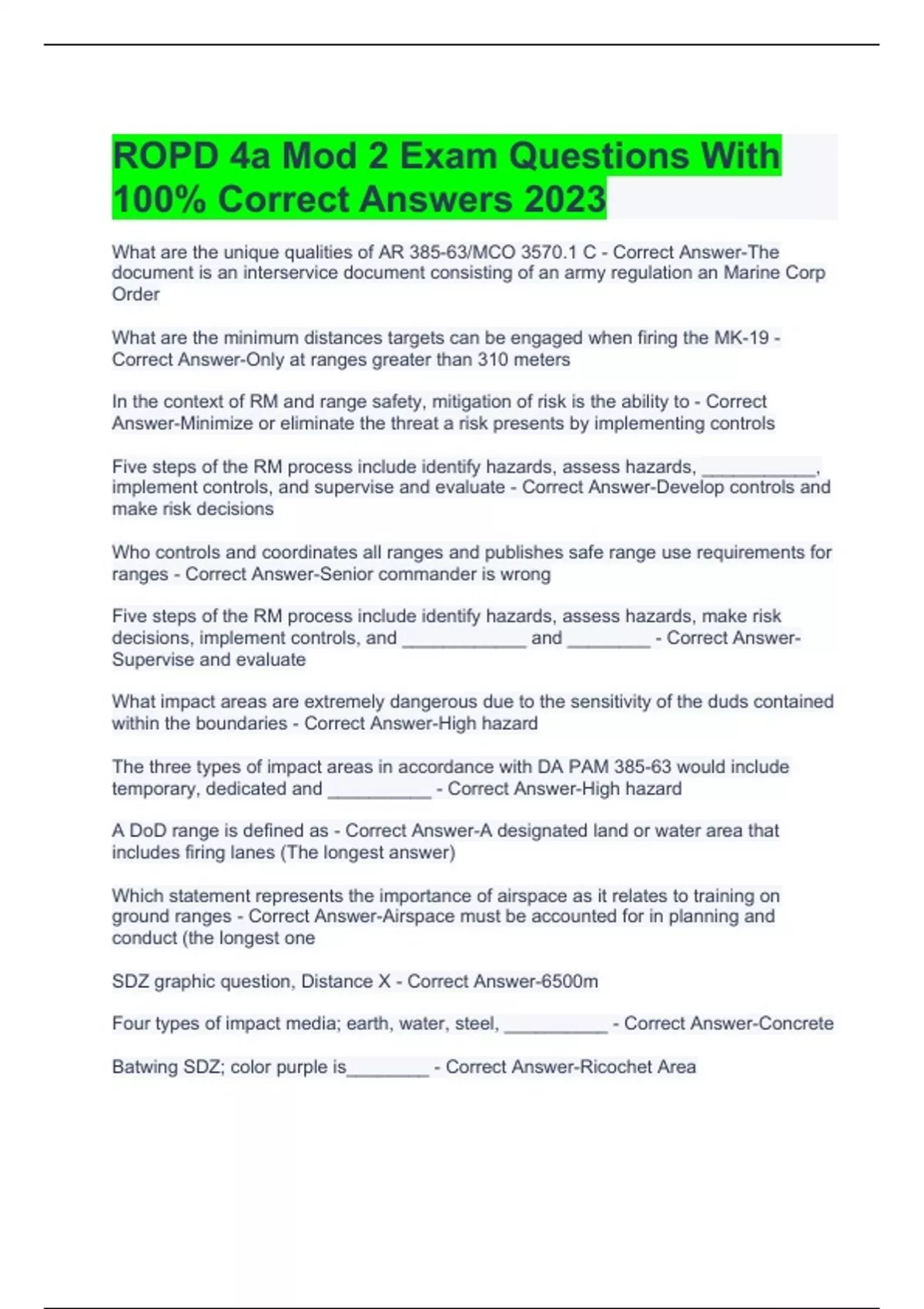 ROPD 4a Mod 2 Exam Questions With 100% Correct Answers 2023 - ROPD ...