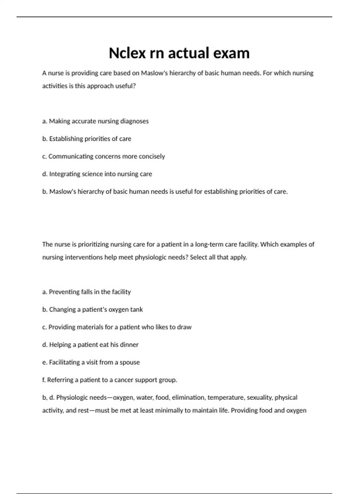 NCLEX RN actual exam 2025 Questions and Answers (2024 / 2025) (Verified ...