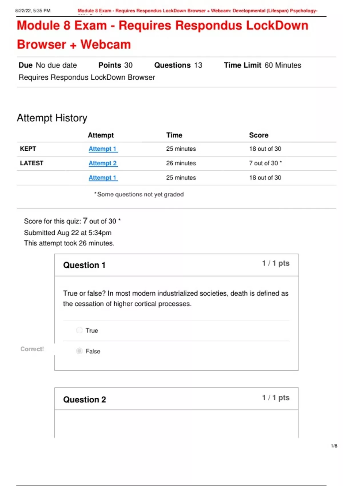 Module 8 Exam PSYCH 140 UPLOADED 2023 A+ GRADED Module 8 Exam PSYCH 140 ...