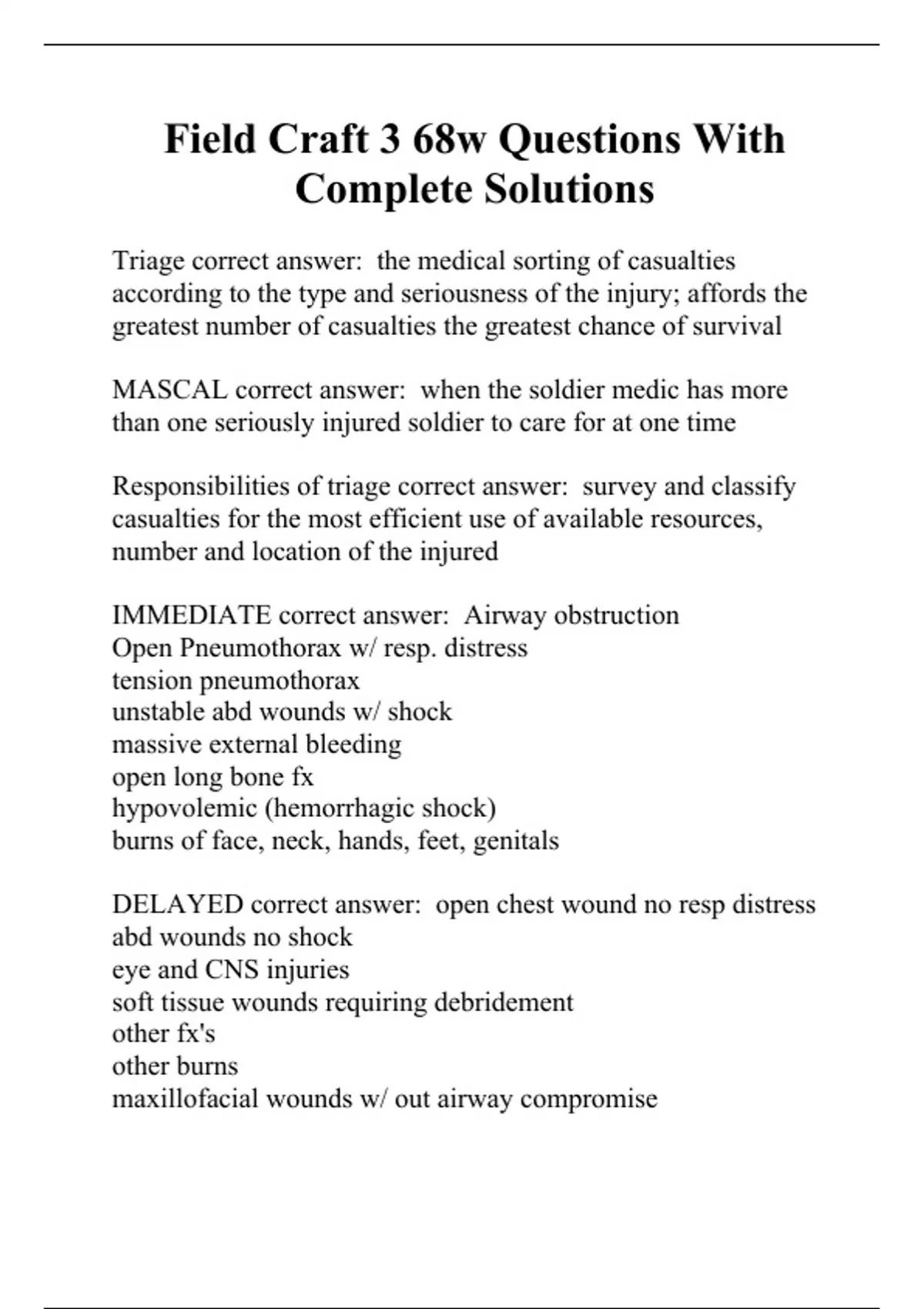 Field Craft 3 68w Questions With Complete Solutions - Fc3 - Stuvia US