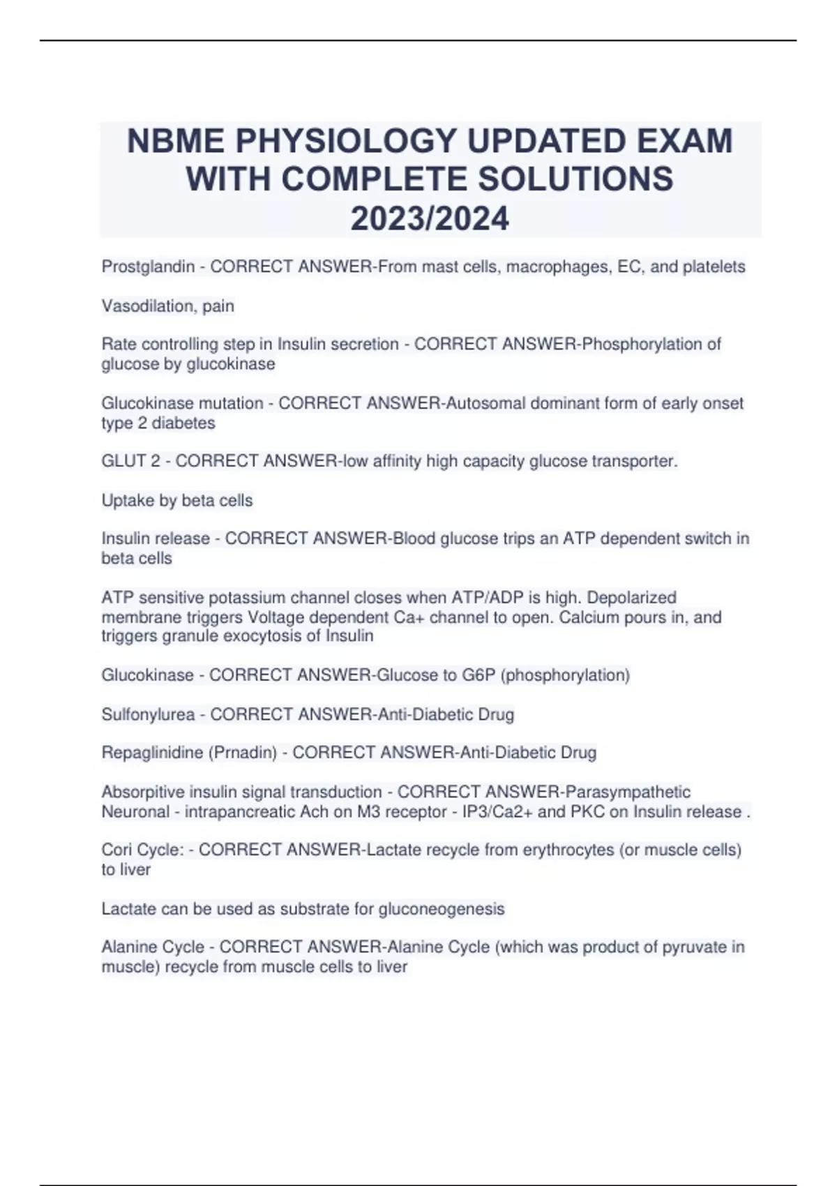 NBME PHYSIOLOGY UPDATED EXAM WITH COMPLETE SOLUTIONS 2023/2024 - NBME ...
