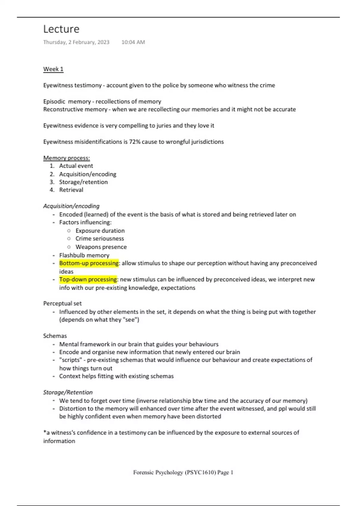 Forensic Psychology Lecture Notes - Forensic Psychology - Stuvia UK