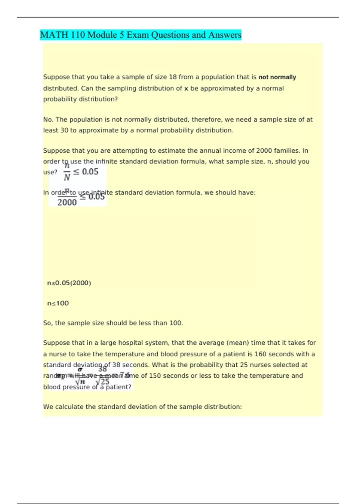 [NEW] MATH 110 Module 1-10 Exams with Answer Key plus FINAL EXAM BUNDLE ...