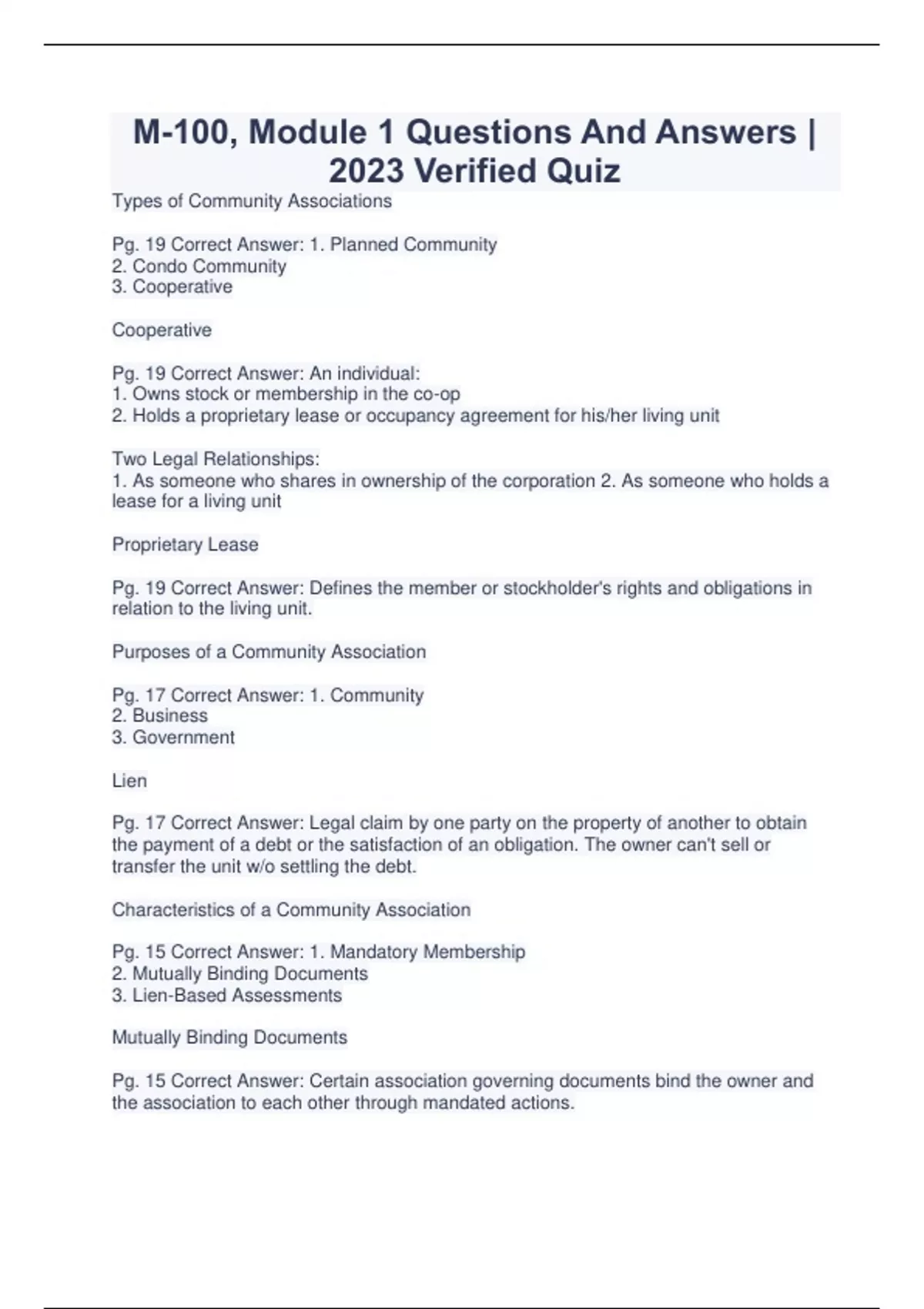 M-100, Module 1 Questions And Answers | 2023 Verified Quiz - M-100 ...