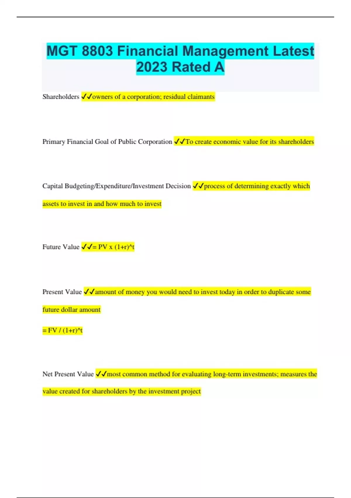 MGT 8803 Bundled Exams Questions and Answers (2023/2024) - All Rated A - Stuvia US