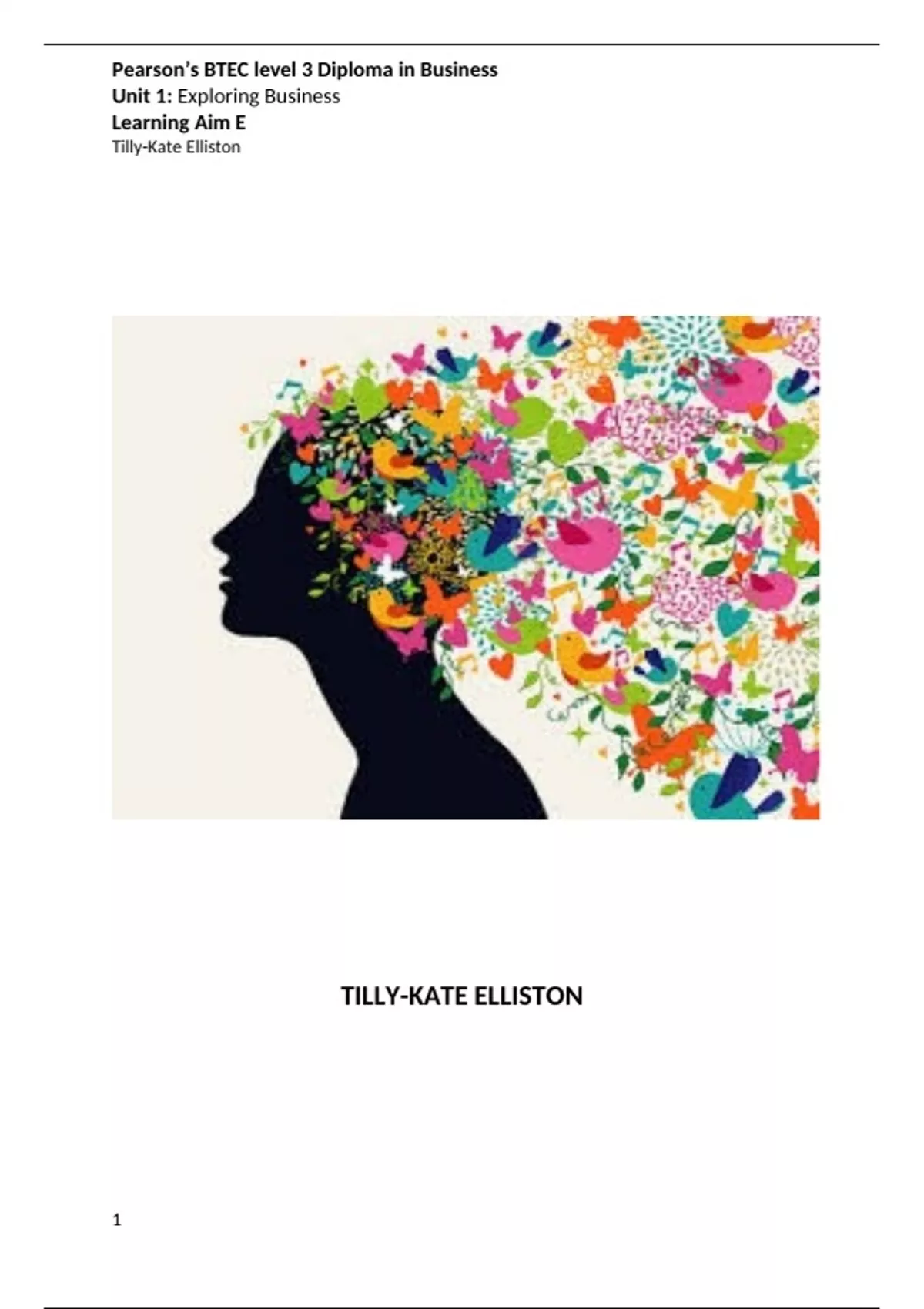 Summary Btec Business Unit 1 Exploring Business Learning Aim E Complete Assaignment Unit 1