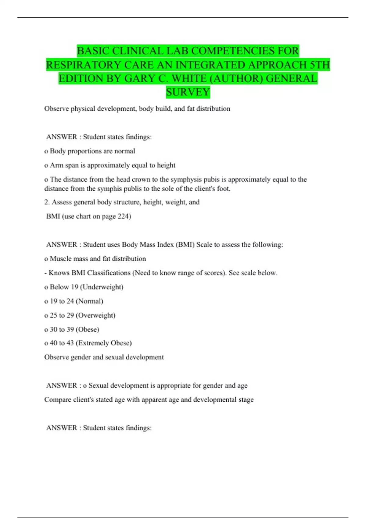 BASIC CLINICAL LAB COMPETENCIES FOR RESPIRATORY CARE: AN INTEGRATED ...