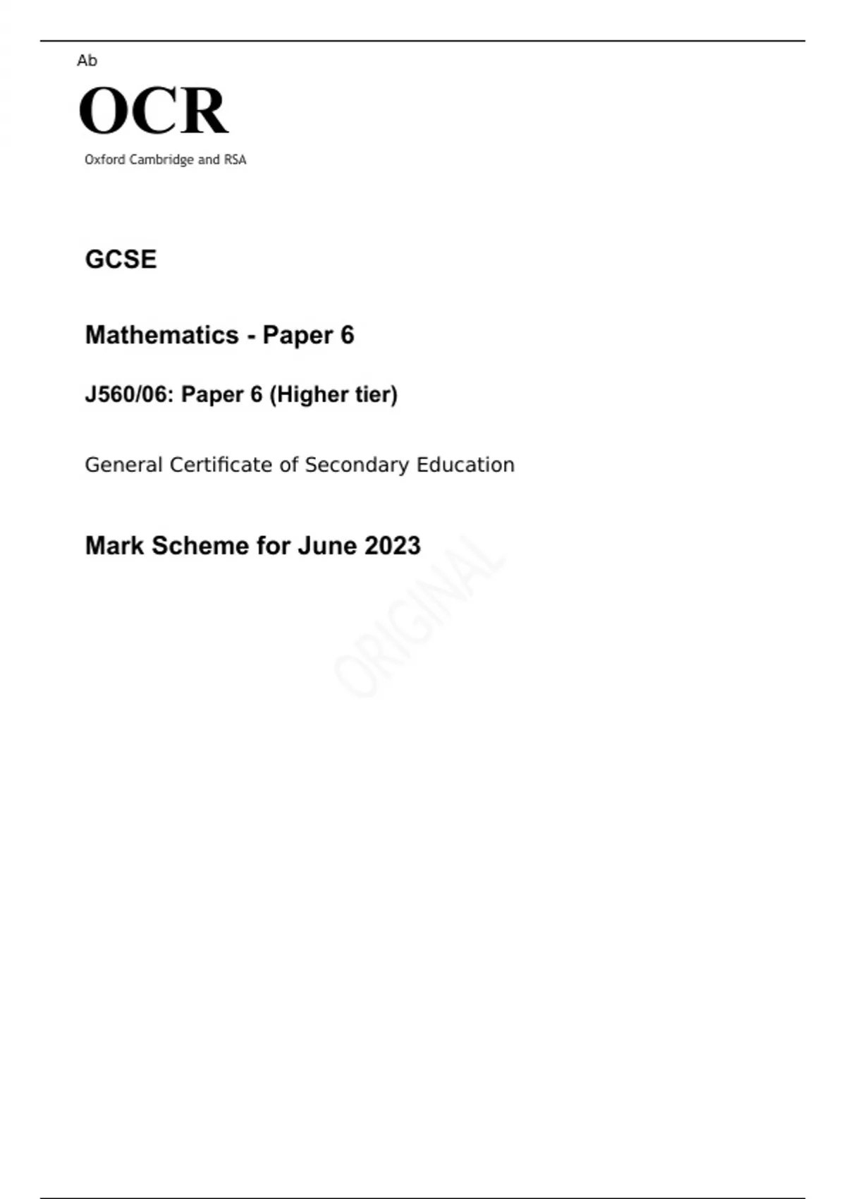 OCR GCSE (9–1) Mathematics Paper 4, 5 AND 6 Higher Tier QUESTION PAPERS ...
